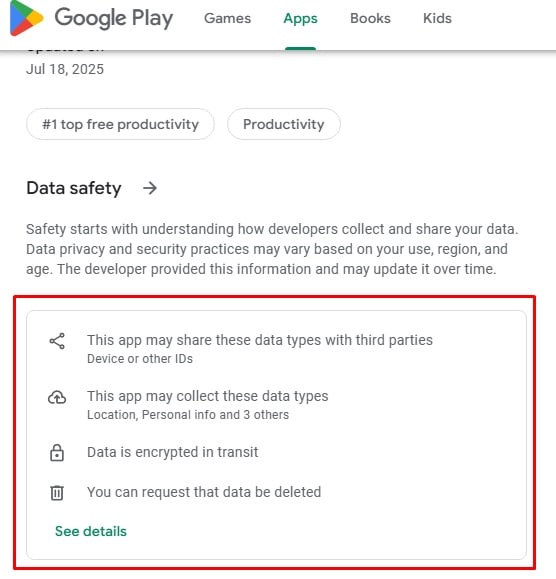 Google Play's Data Safety Section - Free Privacy Policy